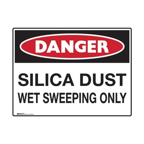 878906 DANGER SILICA DUST WET SWEEPING ONLY SIGN 300MM (W) X 225MM (H ...