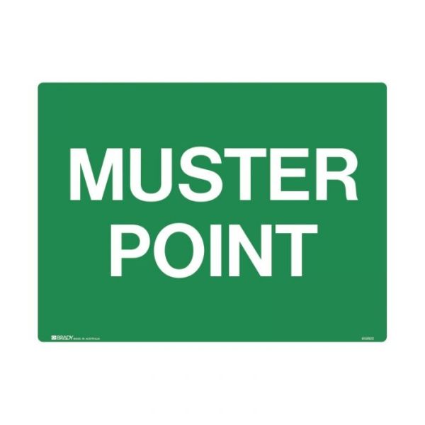 852622 MUSTER POINT SIGN 600MM(W) X 450MM(H) METAL | Alliance Safety