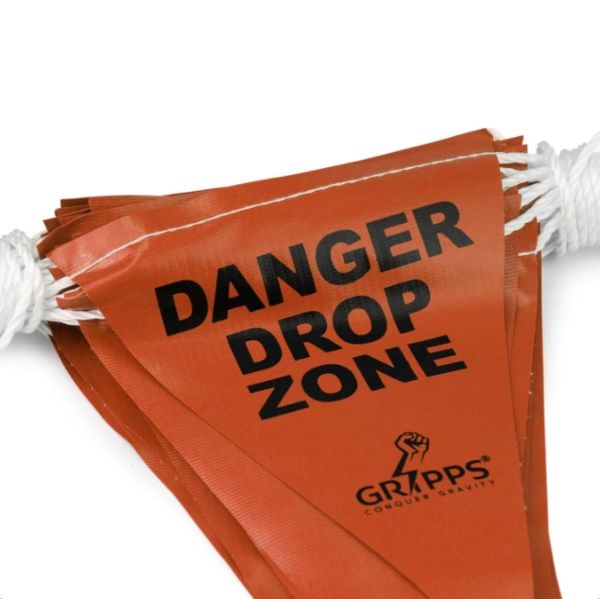 HS-E02002 "DANGER DROP ZONE" BUNTING SAFETY FLAGS ON ROPE - BLUE - 30M ...