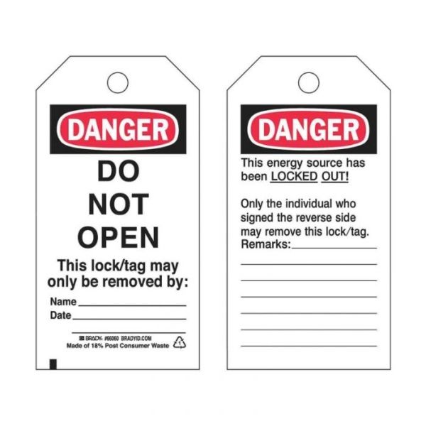 66078 DANGER DO NOT OPEN LOCKOUT TAGS - REVERSE SIDE ONLY THE ...