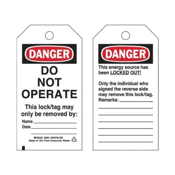 66068 DANGER DO NOT OPERATE LOCKOUT TAGS - REVERSE SIDE UNAUTHORIZED ...